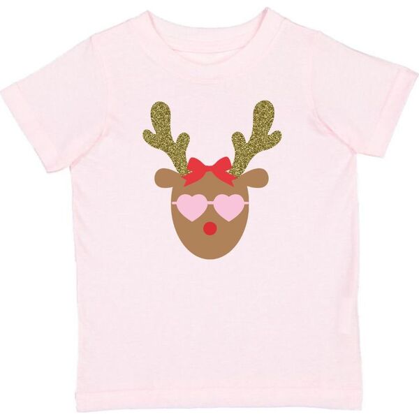 Girly Reindeer Christmas Short Sleeve T Shirt Ballet Sweet Wink Tops 4601