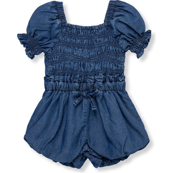 Smocked Paperbag Romper, Indigo - Habitual Rompers | Maisonette