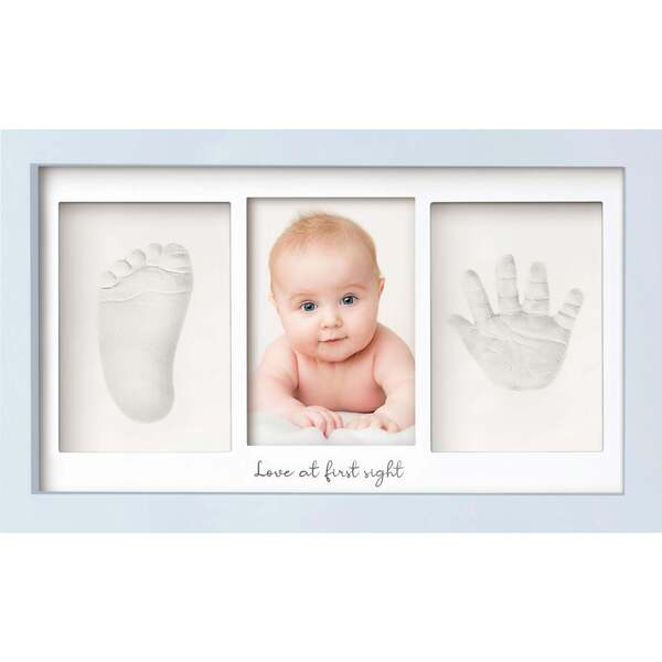 Duo Baby Handprint & Footprint Keepsake Frame, Mist Blue - KeaBabies ...