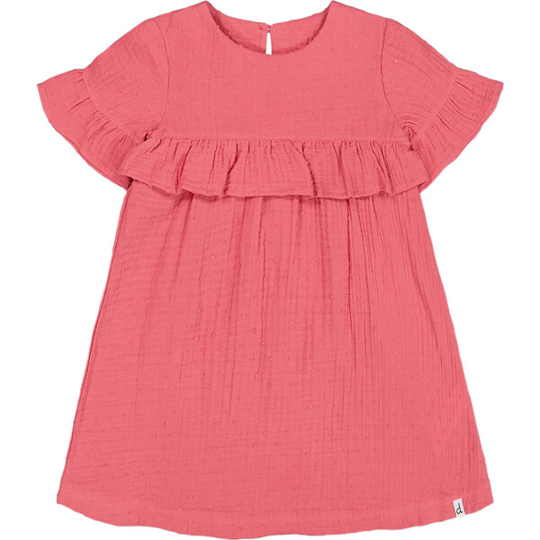 Muslin Dress With Frill, Cherry - Deux par Deux Dresses | Maisonette