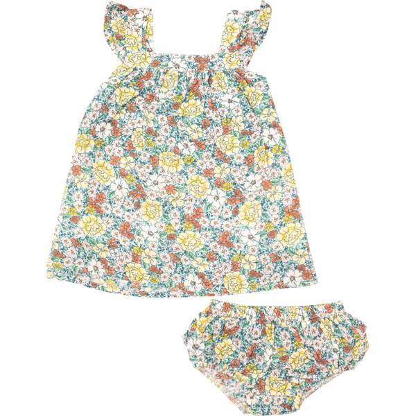 GOLDEN PEONY FLORAL SUNDRESS & DIAPER COVER, Multi - Angel Dear Dresses ...