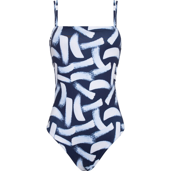 Womens Print Seamless Open Back One Piece Swimsuit Black And White