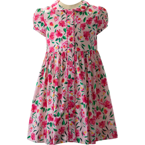 Posy Button-Front Dress, Pink - Rachel Riley Dresses | Maisonette
