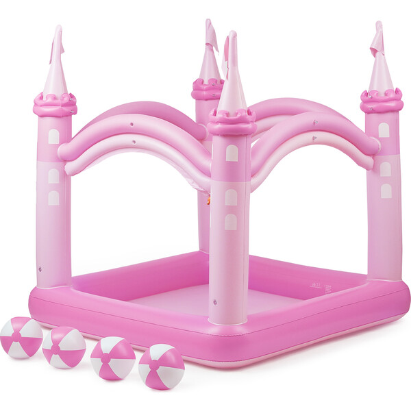 Water Fun Inflatable Castle Kiddie Pool & Sprinkler Play Center with ...