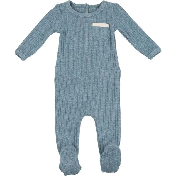 Ribbed Pocket Footie, Blue - Maniere Exclusives | Maisonette