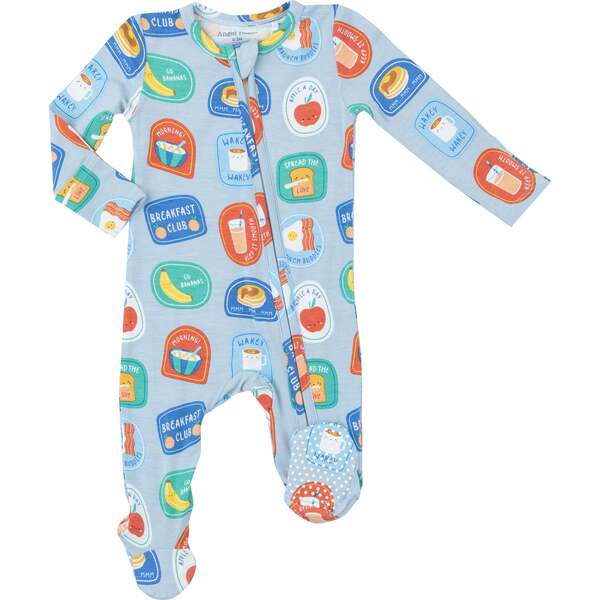 BREAKFAST CLUB PATCHES 2 WAY ZIPPER FOOTIE, Blue - Angel Dear Sleepwear ...