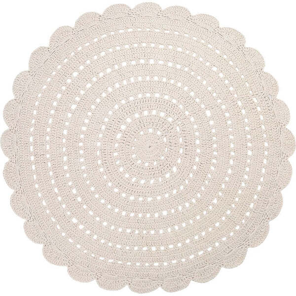Alma Hand-Crocheted Scalloped Large Round Rug, Raw White - Nattiot Rugs ...