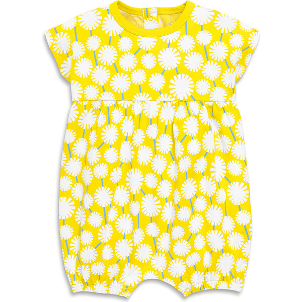 Baby Bubble Shortie In Dandelions, Sunshine White Wishing Flower - Primary Rompers | Maisonette
