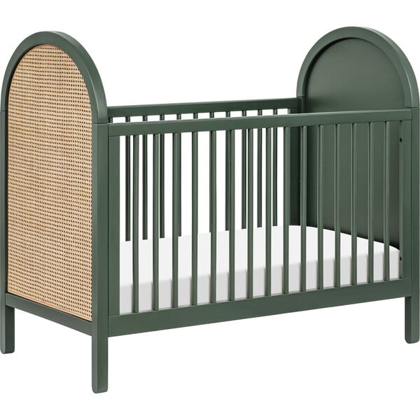 Bondi Cane 3-in-1 Convertible Crib, Forest Green & Natural Cane ...