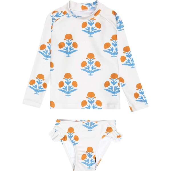 Orange Floral Rash Guard Set - Petit Peony Exclusives | Maisonette