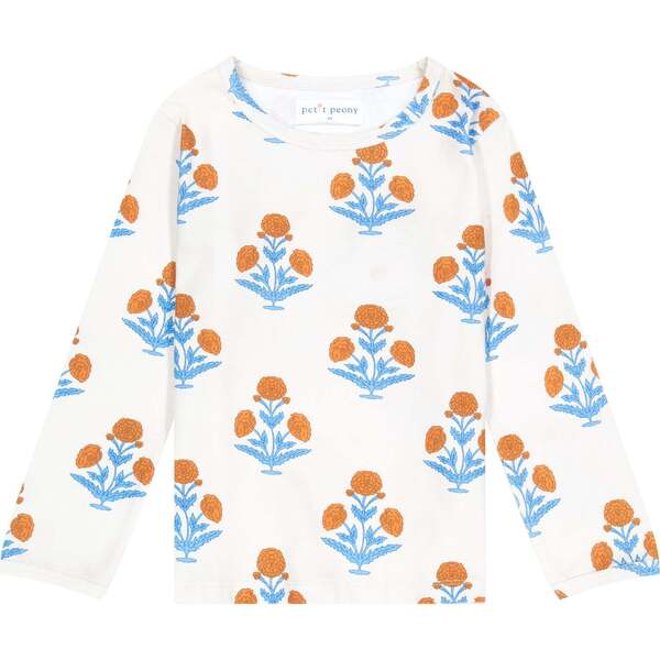 Orange Floral Long Sleeve T-Shirt - Petit Peony Tops | Maisonette