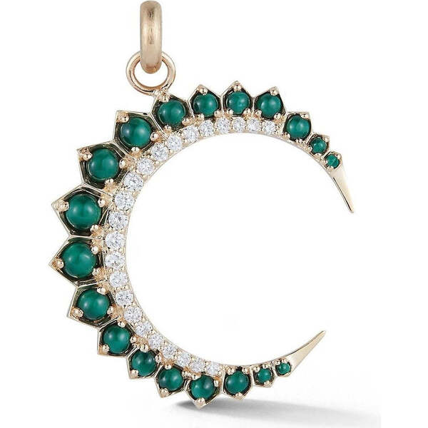 14K Gold Diamond & Malachite Crescent Moon Estelle Charm - Storrow ...