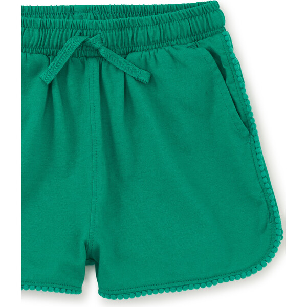 Pom-Pom Rounded Edge Drawstring Gym Shorts, Viridis - Tea Collection ...