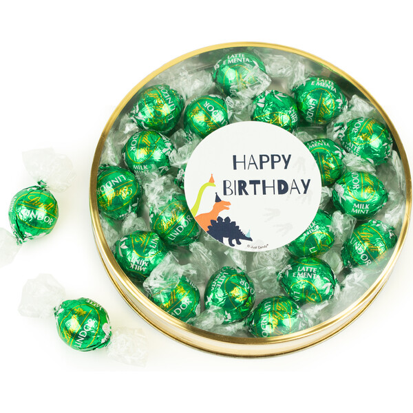 Happy Birthday Dinosaur with Lindor truffles by Lindt in a Tin - Just ...