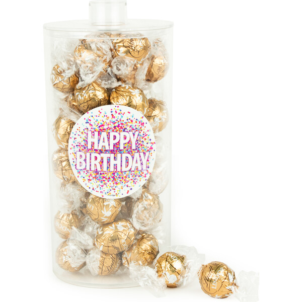 Happy Birthday Confetti with Lindor truffles by Lindt in a Canister ...