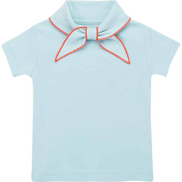 Scout Contrast Piped Short Sleeve Tee, Sky - Misha & Puff Tops | Maisonette