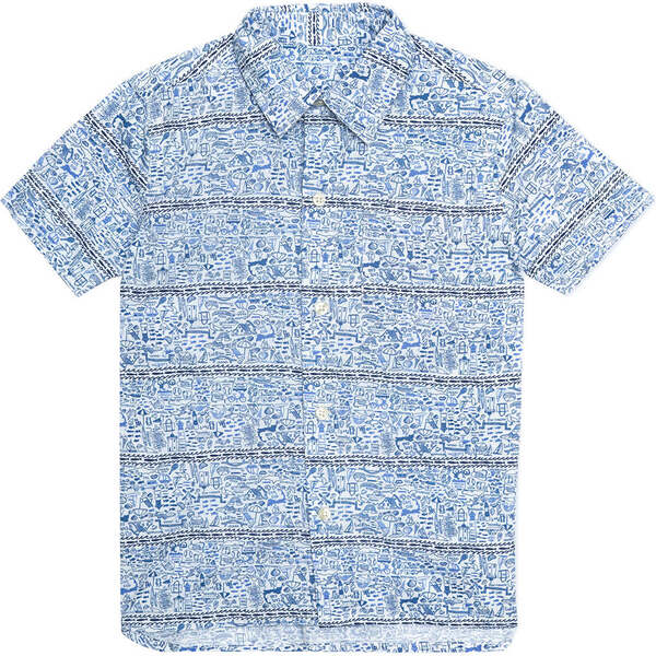 Cape Cod Little Boy Surf Shirt, Blue - Joy Street Kids Tops | Maisonette