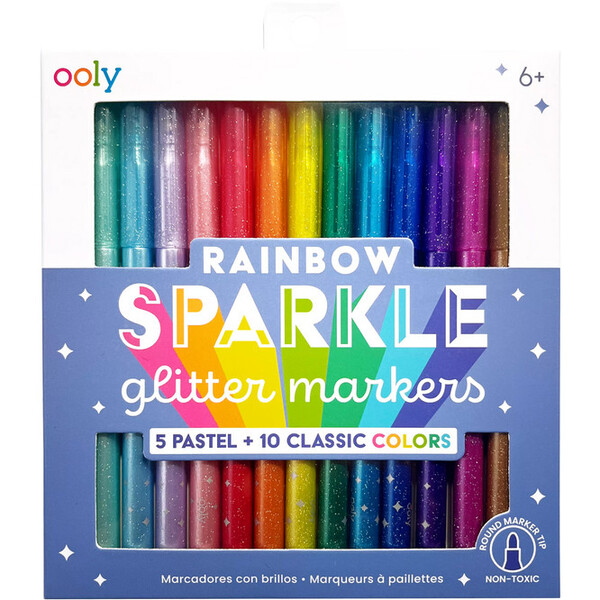 Rainbow Sparkle Glitter Markers, Mulit - OOLY Arts & Crafts | Maisonette