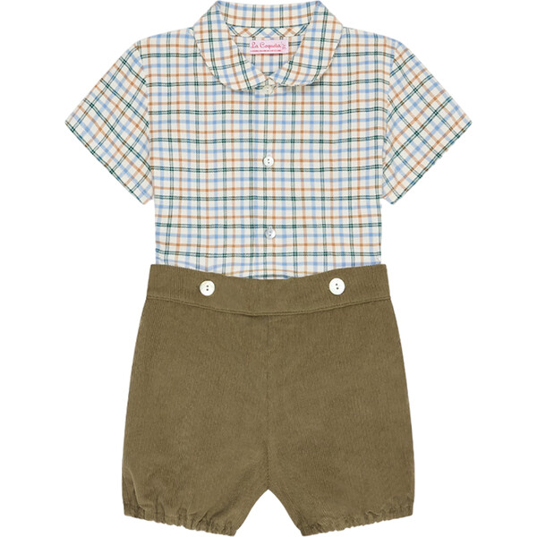 Camel Check Sando Baby Boy Set - La Coqueta Rompers | Maisonette