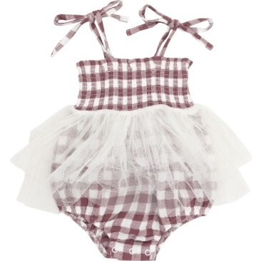 Gingham Plum Tutu Bubble, Plum - Angel Dear Dresses | Maisonette