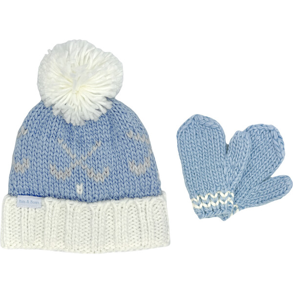 Golf Bobble Hat & Mittens Set, Blue - Bits & Bows Hats, Scarves ...