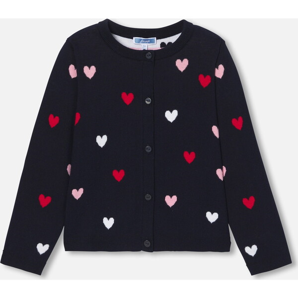 Girl Heart Jacquard Cardigan, Navy/Multicolour - Jacadi Paris Sweaters ...