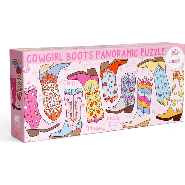Western Cowgirl Boots 400-Piece Panoramic Jigsaw Puzzle, Pink - Callie ...