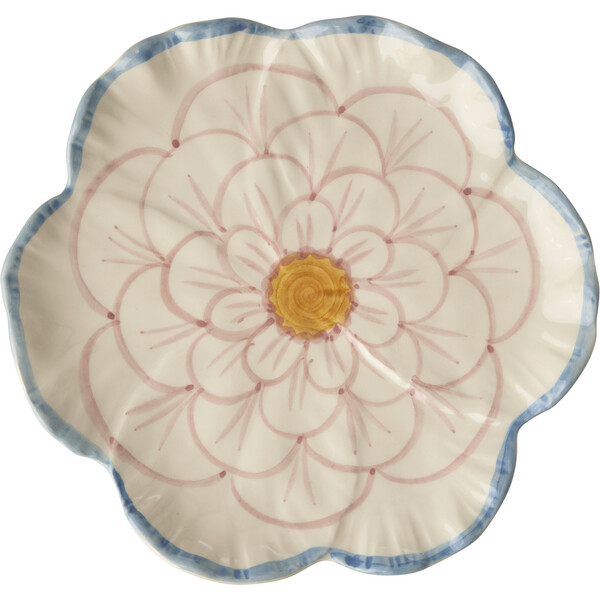 Ceramic Flower Shaped Side Plate With Blue Border, Lavender - Rice By ...