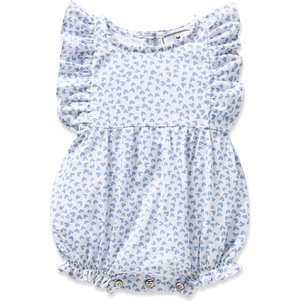 Infant's Ruffled Romper, Blue Hearts - Petite Plume Rompers | Maisonette