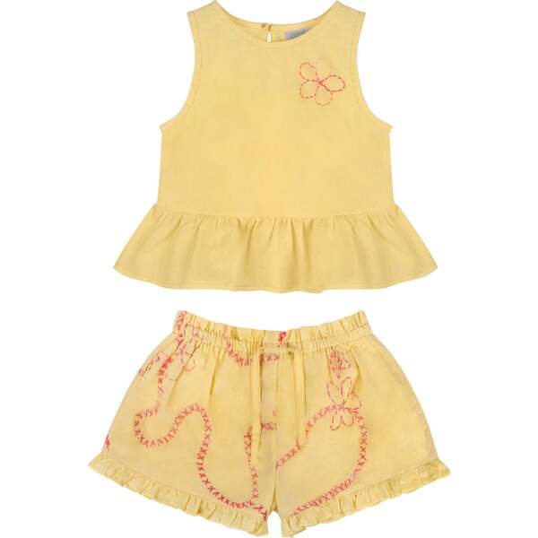 Yellow Color Jardin Top and Shorts Set - Piglo Kids Mixed Apparel Set ...