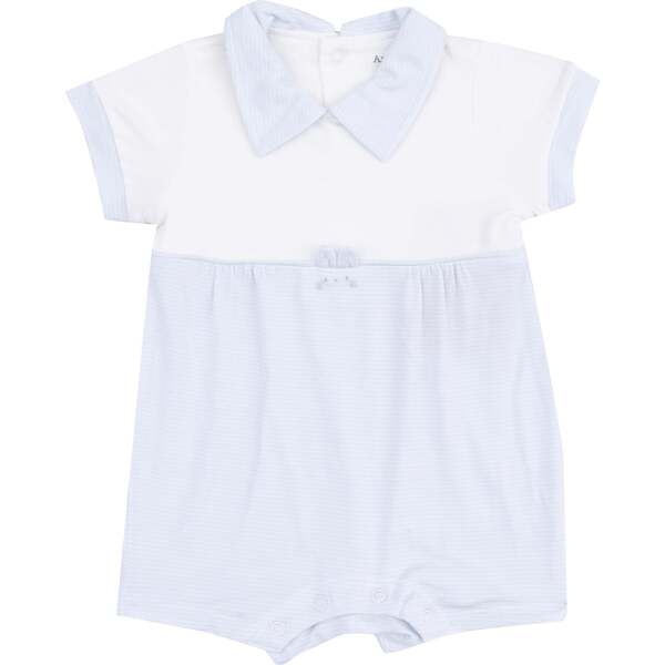 Tiny Bunny Romper, Stripe Classic Blue - Angel Dear Rompers | Maisonette