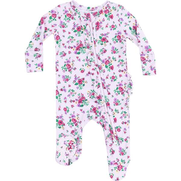 2 Way Zipper Ruffle Front Footie, Preppy Roses - Angel Dear Sleepwear ...