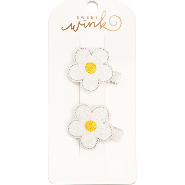 Daisy Flower Clip Set, White - Sweet Wink Hair Accessories | Maisonette