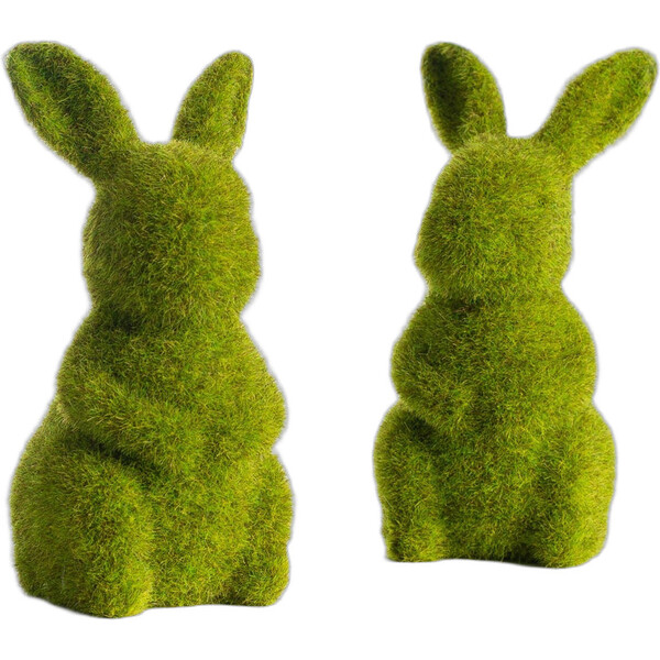 Moss Covered Standing Bunny Rabbits Easter Tabletop Decor - Set of 2 ...
