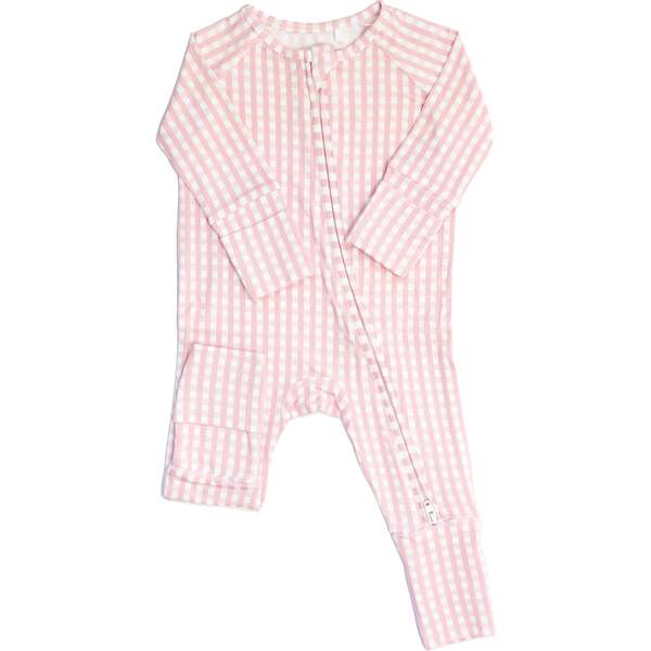 Gingham Sleep Romper, Pink - The Uptown Baby Sleepwear | Maisonette