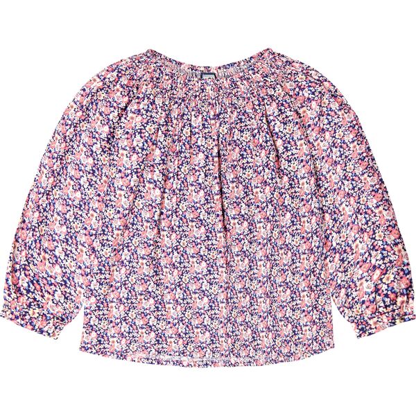 Georgina Girls Smocked Top Mini, Pink Floral - Busy Bees Tops | Maisonette