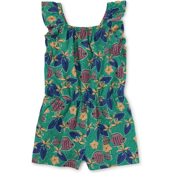 Ruffle Strap Romper, Brazilian Tropical Fish - Tea Collection Rompers ...