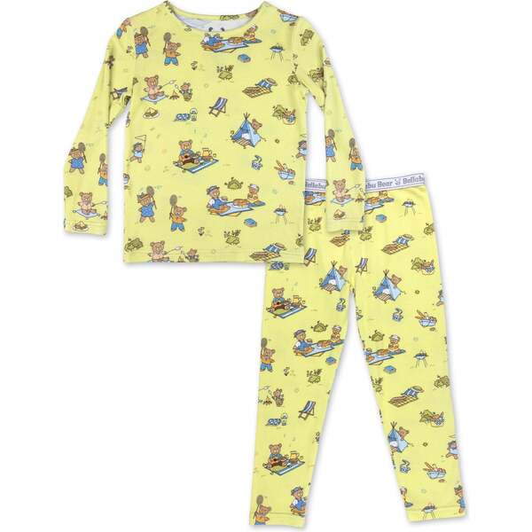 Teddy Bear Picnic Kids Pajamas, Yellow - Bellabu Bear Sleepwear ...