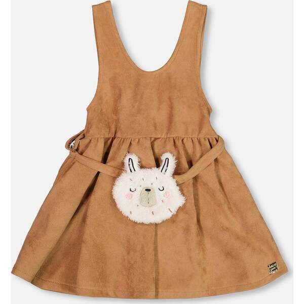 Stretch Suede Effect Jumper with Llama Bag, Light Pecan Brown - Deux ...