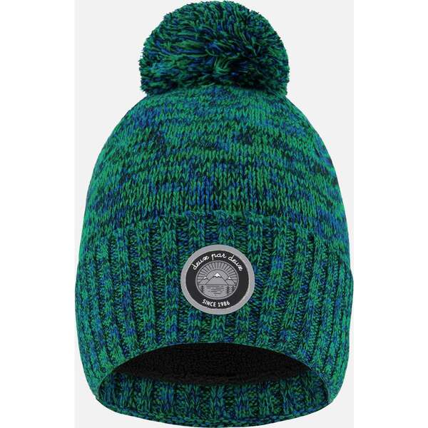Lined Knit Pompom Hat, Green and Blue - Deux par Deux Hats, Scarves ...