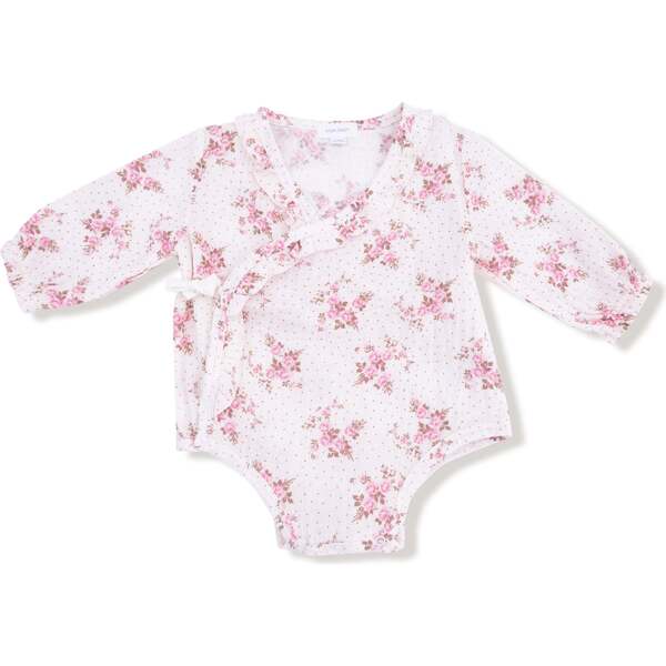 Long Sleeve Kimono Bodysuit, Belle Rosette Dot - Angel Dear Rompers ...