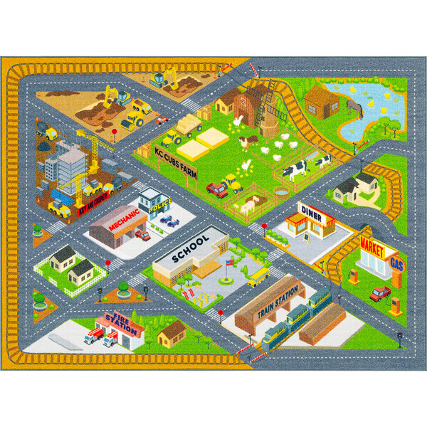 Road Map Rug: Country Farm Construction - 5x7' - Kev and Cooper ...
