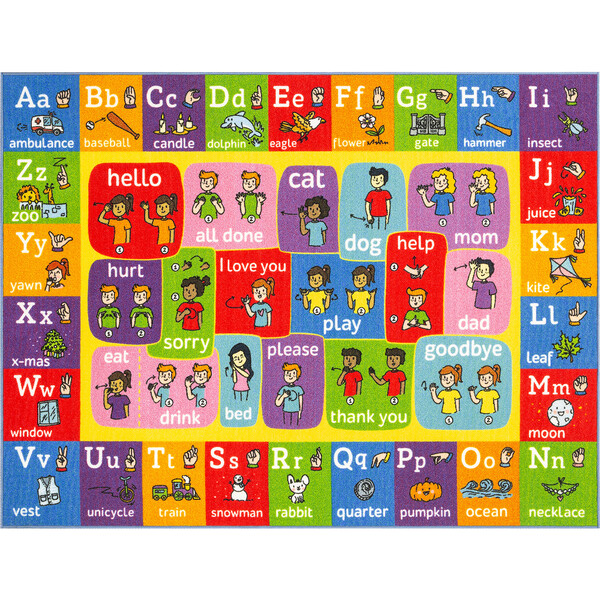 ABC Alphabet: ASL Sign Language Rug - 8x10' - Kev and Cooper Activity ...