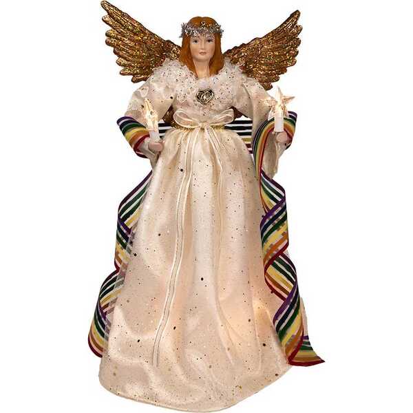 14-Inch 10-Light Pride Angel Tree Topper - Kurt Adler Accents | Maisonette