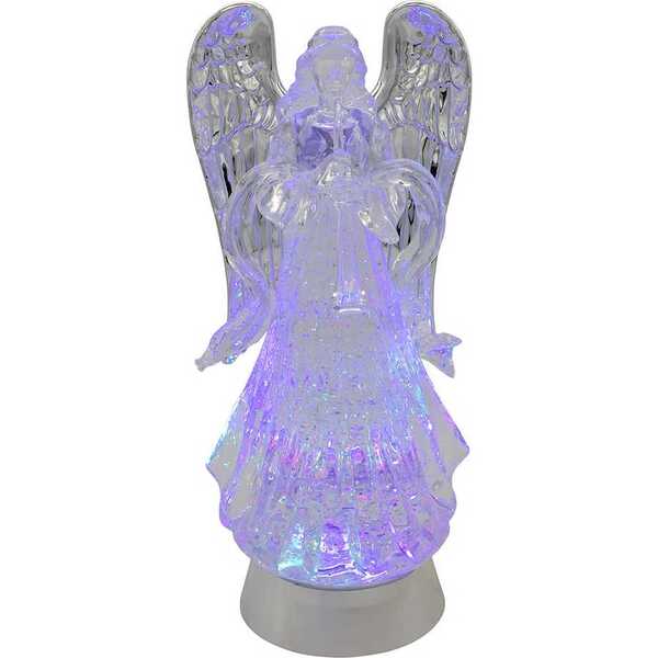 13.25-Inch Battery-Operated USB LED Lighted Angel With Horn Water Globe ...