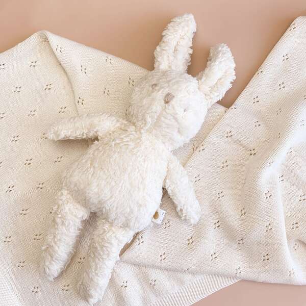 Cream Pique Baby Blanket and Toy Set, Charlie Bunny - The Blueberry ...