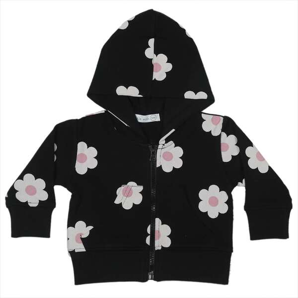 Little Mish Baby Zip Hoodie, Flowers on Black - Little Mish Tops ...