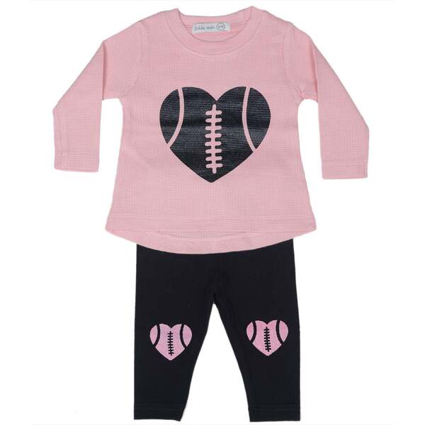Little Mish Baby Thermal A-line Top and Legging Set, Pink Football Fan ...