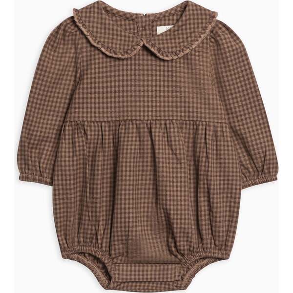 KENDI Aven Flannel Bubble Collared Romper Chestnut Plaid - Colored ...