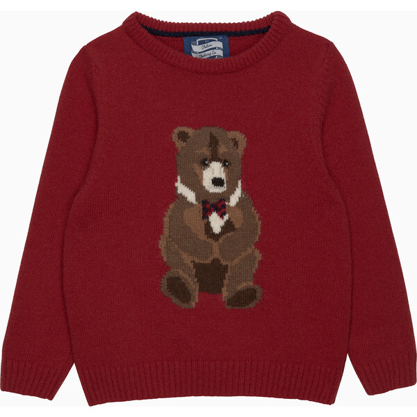 Kids Timothy Teddy Jumper, Red - Trotters London Sweaters | Maisonette